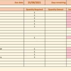 Customisable Baby Checklist - Excel Spreadsheet - Etsy
