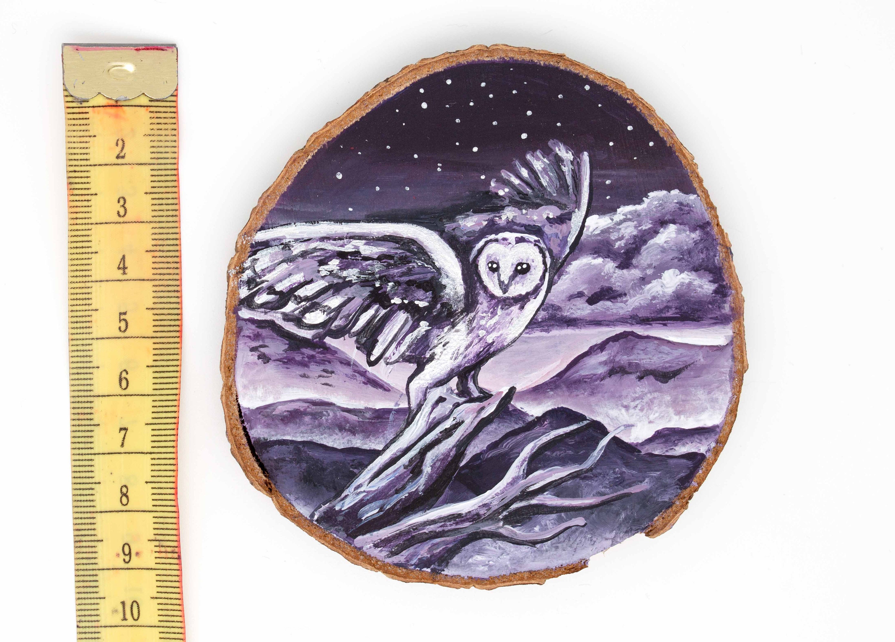 Handpainted Tree Disc Owl Original Artwork Handpainted Wood Disc Owl - Etsy