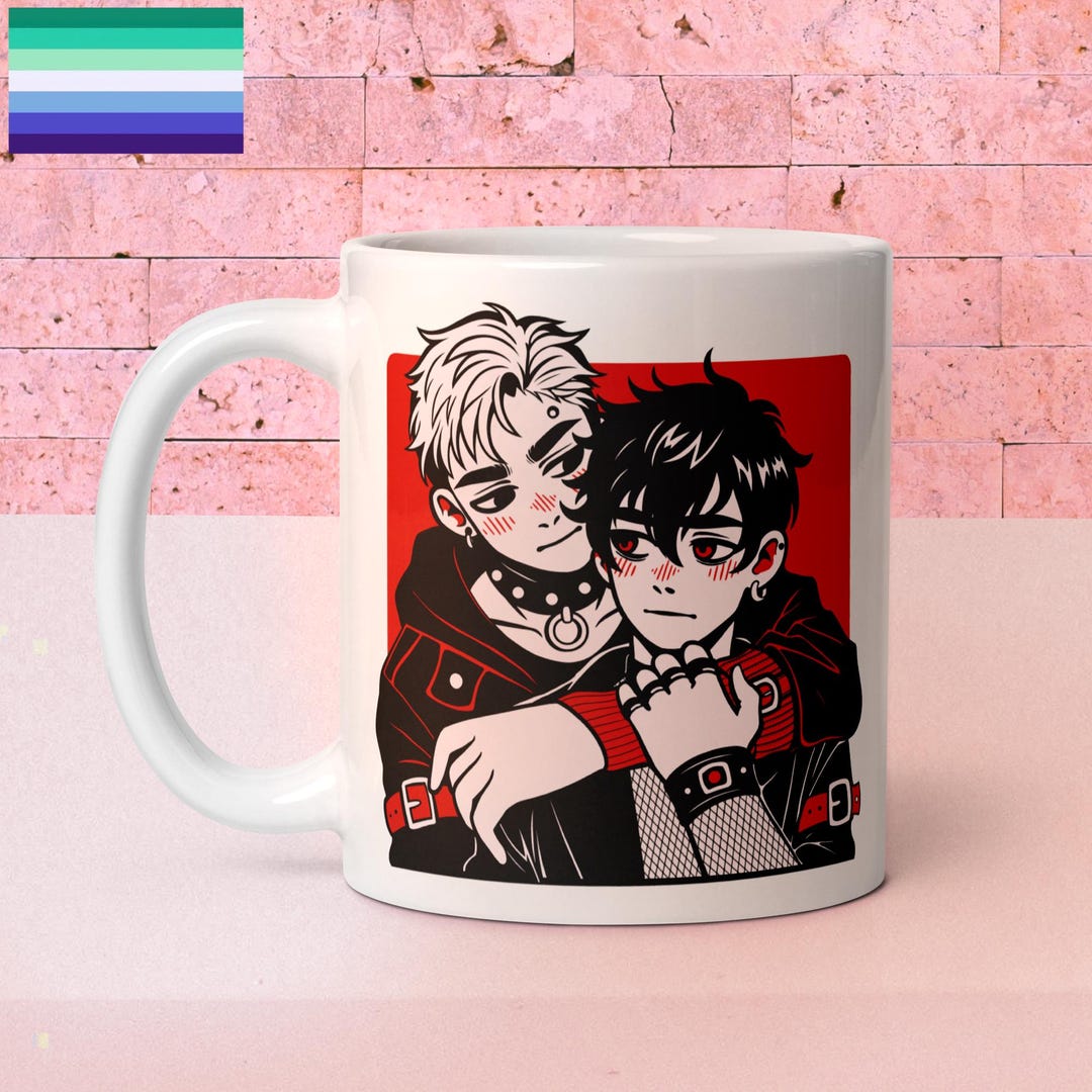 Gothic Punk Gay Men Mug | Simple LGBTQ Cup, Homosexual, Pride, Black ...