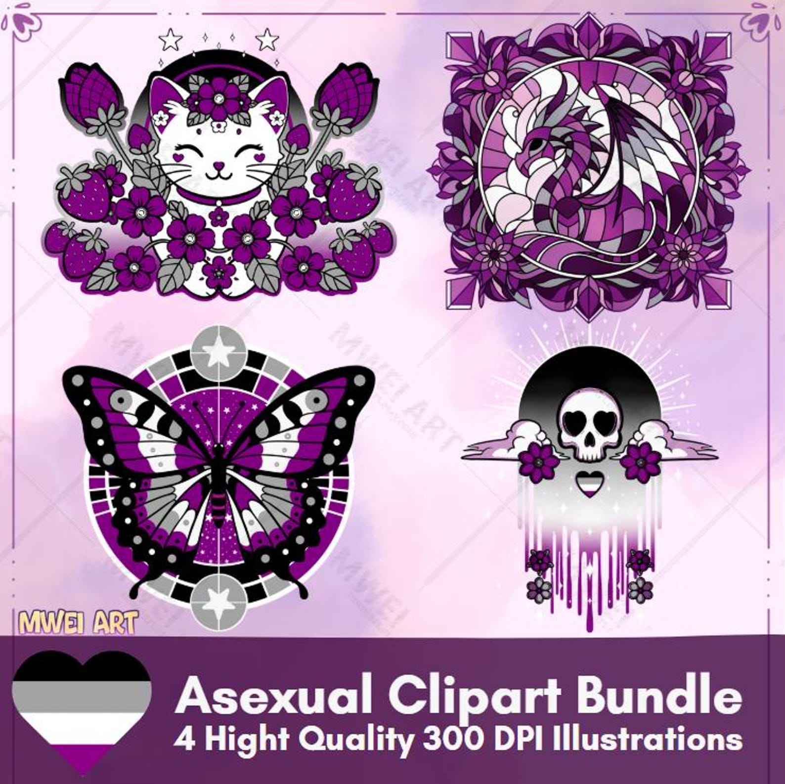 Asexual Clipart Bundle | Digital Download Printable Art for Stickers, T ...