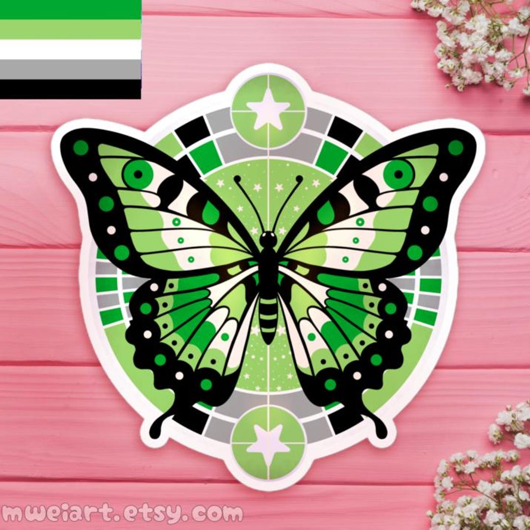 Subtle Aromantic Flag Sticker | Simple LGBTQ Aro Pride Cute Pastel Goth ...