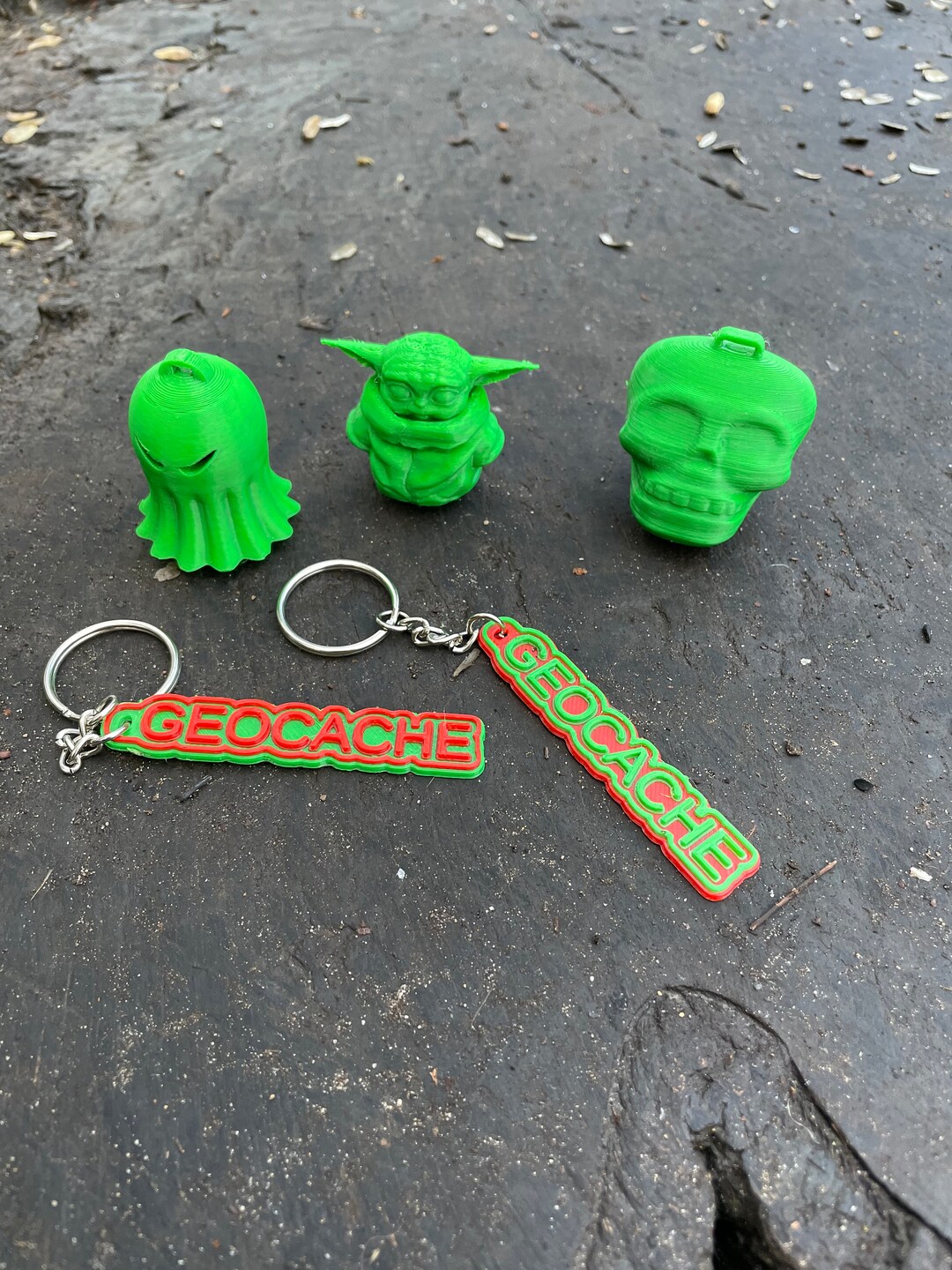 Green Geocache Set: Baby Yoda, Skull, Ghost - With Log Books - Etsy