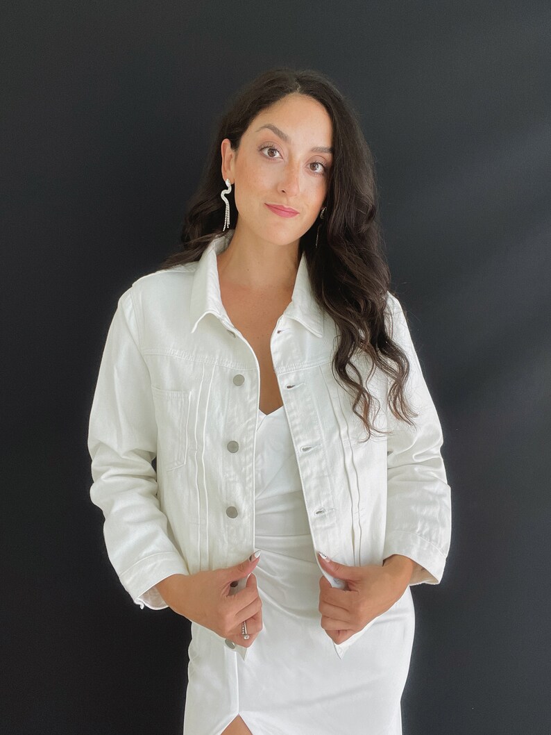 Custom White Denim Jacket Bride White Denim Custom Jean - Etsy