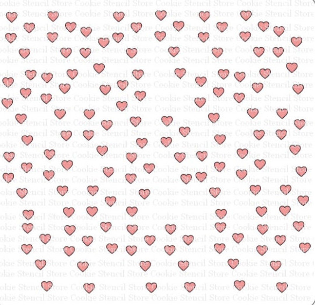 Scattered Hearts Background Stencil, Cookie Stencil, Craft Stencil ...