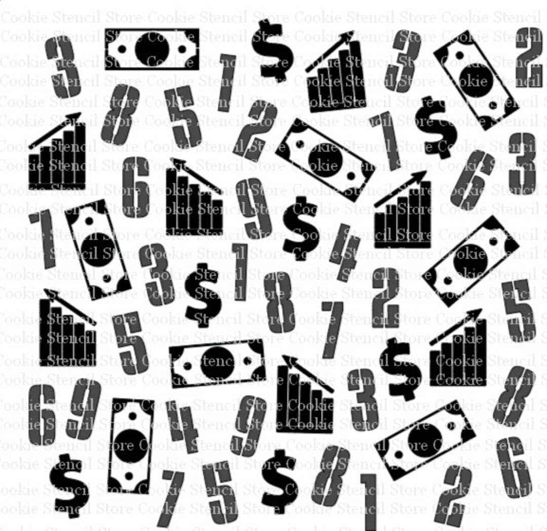 Accounting Cookie Stencil: Money, Numbers, Graphs (5.75"x5.75") - Etsy