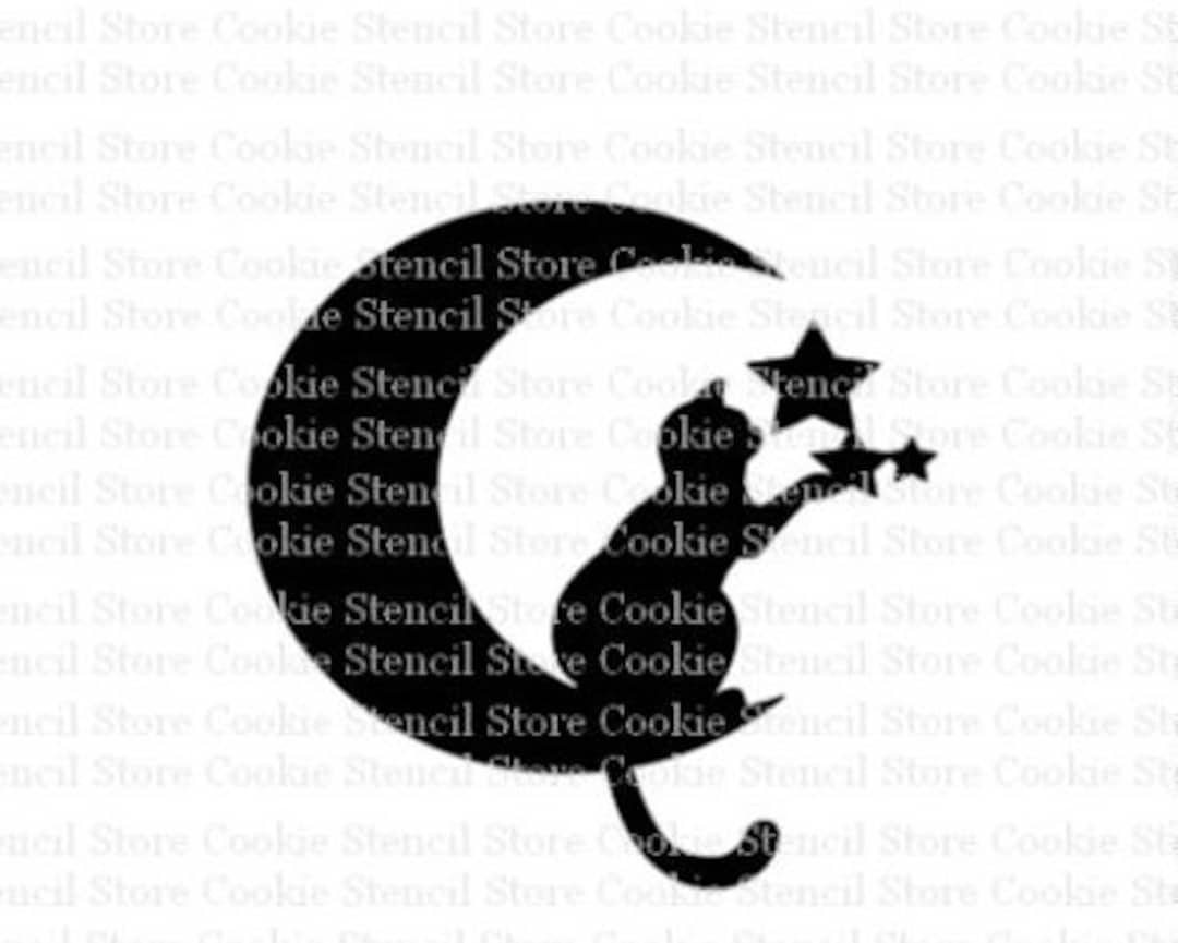 Halloween Cat Moon Stencil: Cookie, Cake, Craft - 5.75" - Etsy