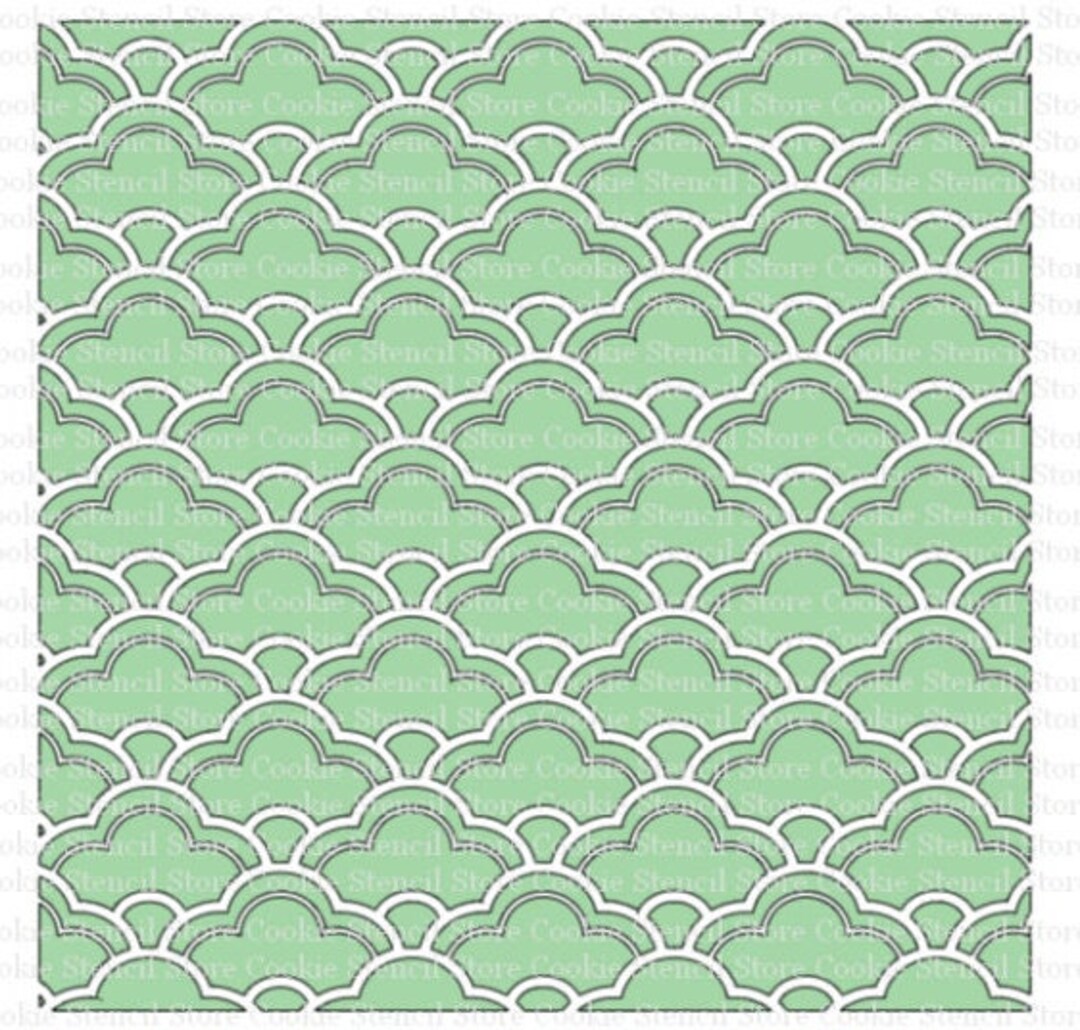 Scalloped Background Stencil, Cookie Stencil, Cake Stencil, Craft ...