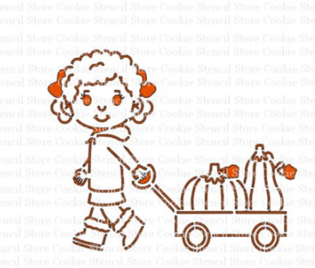 PYO Fall Girl Cookie Stencil: Autumn Craft & Cake Decor - Etsy