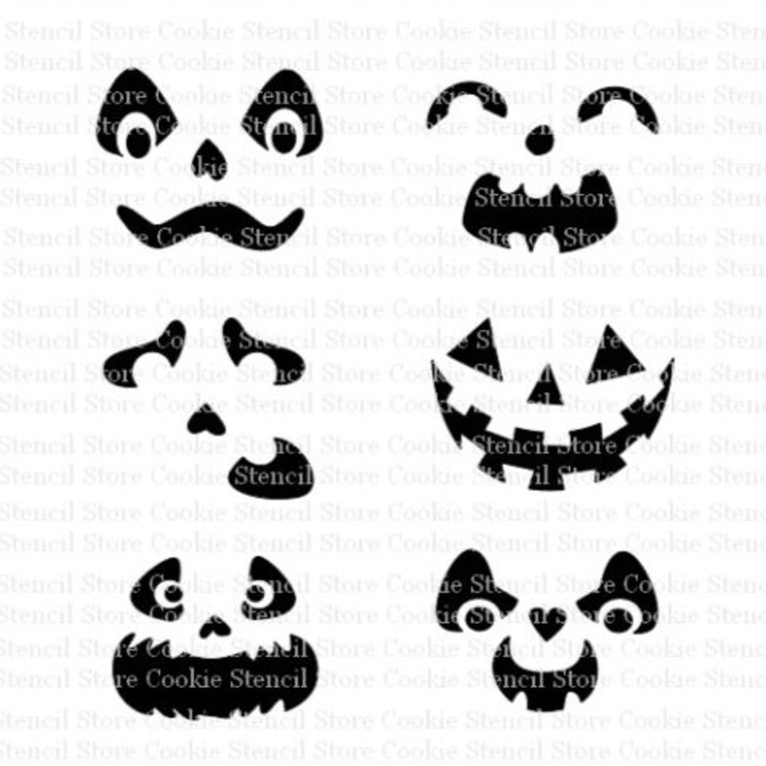 Medium Pumpkin Faces Cookie Stencil Digital SVG, Halloween Stencil ...