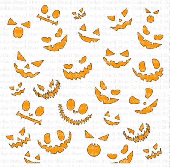 Pumpkin Faces Scatter Stencil Cookie Stencil Craft Stencil - Etsy