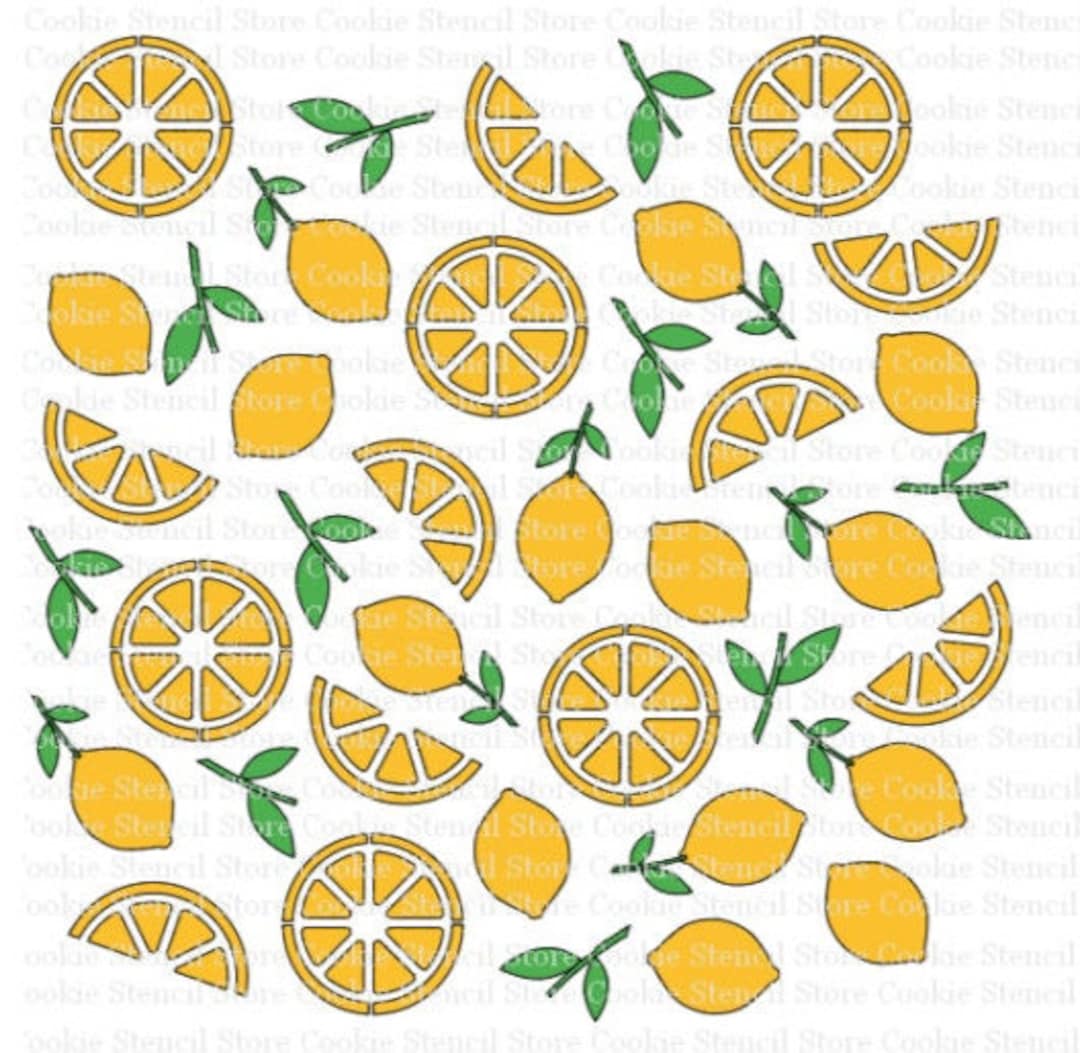 Lemon Slices Background Stencil, Cookie Stencil, Craft Stencil, Cake ...