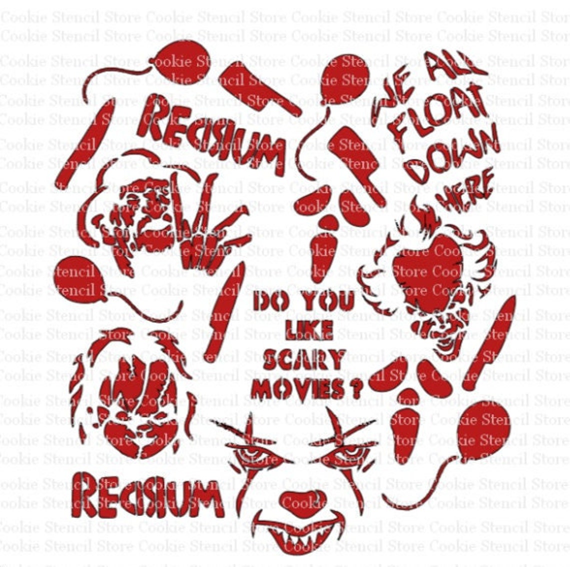 Scary Movie Stencil, Halloween Stencil, Background Stencil, Cookie ...