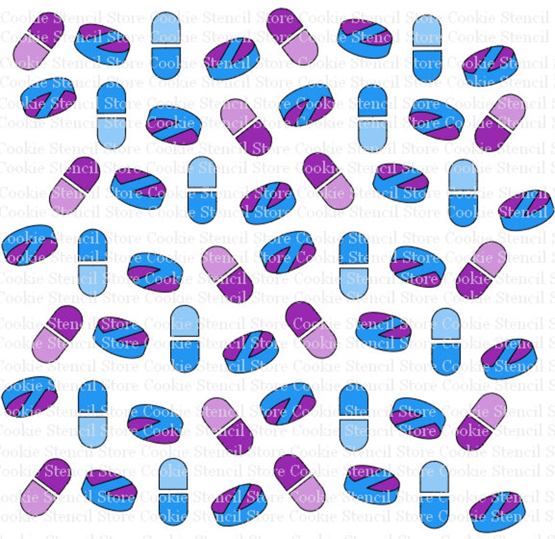 Medicine Pills Background 4pt Stencil, Cookie Stencil, Cake Stencil ...
