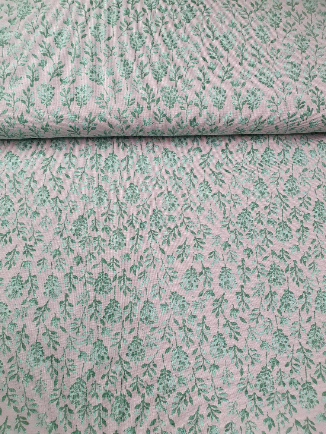 Jersey by HEMMERS ITEX Light Grey With Mint Flowers - Etsy