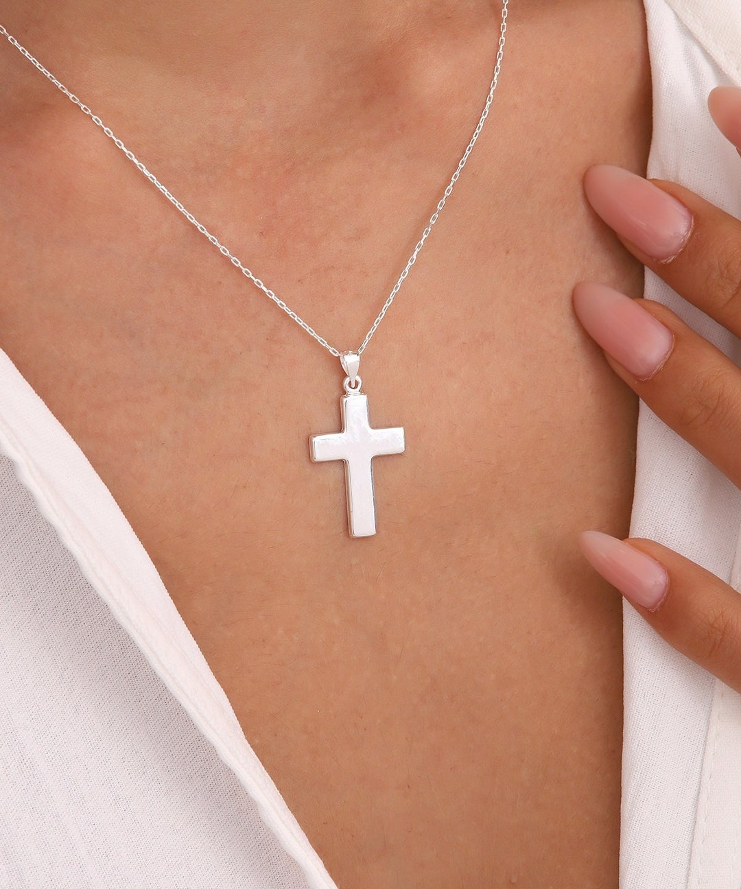 Sterling Silver Cross Pendant: Classic Christian Necklace - Etsy