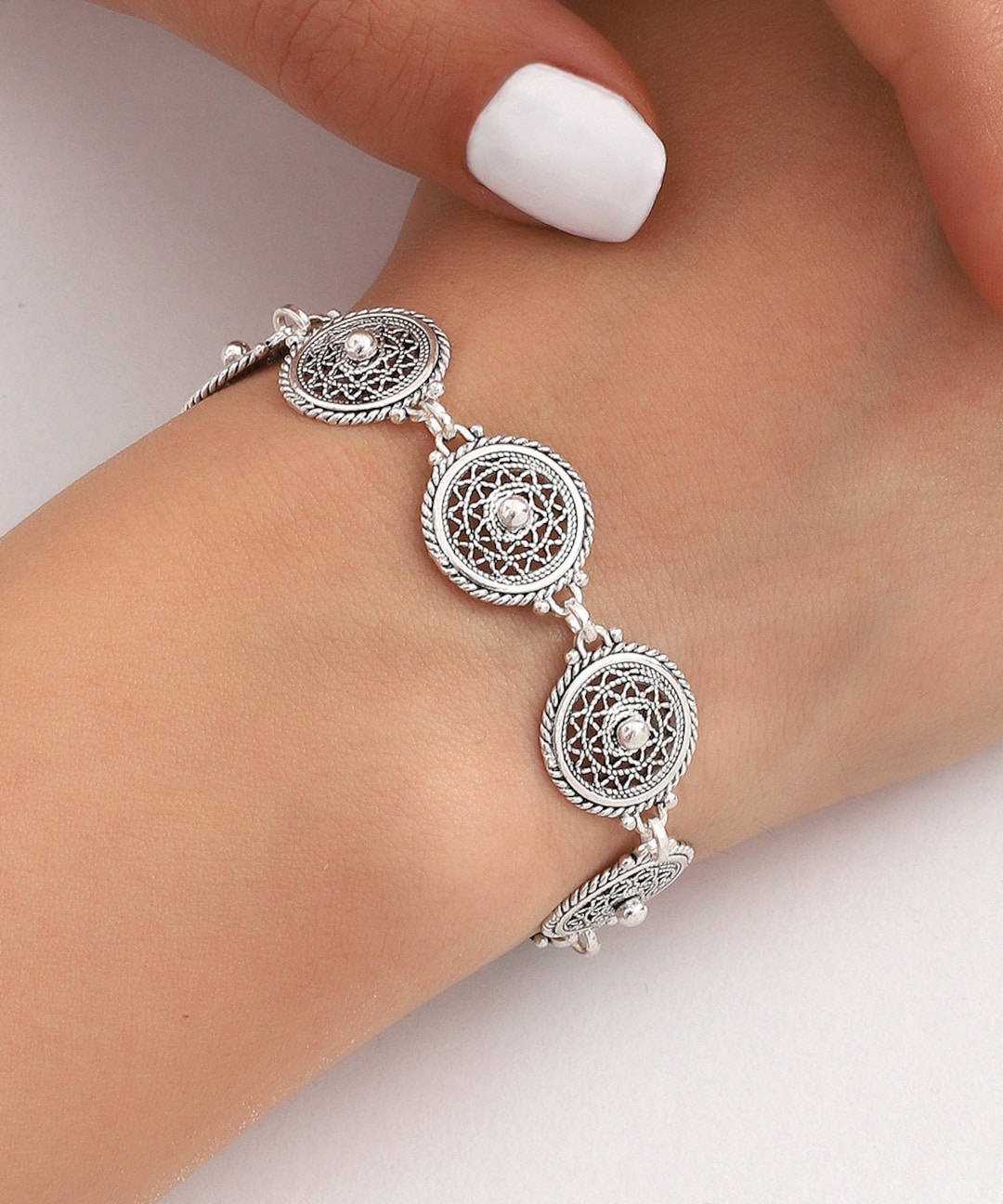 Women Silver Filigree Bracelet, Modern Vintage Bracelet, Women Silver ...