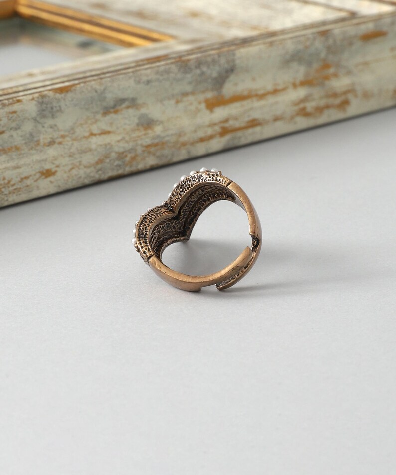 Bague vintage perlée à chevrons pour femme, bijoux bohèmes tendance en ...