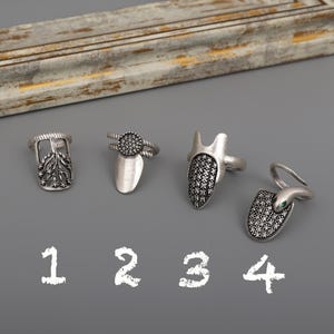 Boho Women Nail Ring Set: Silver Plated Adjustable Zircon Stone Unique ...