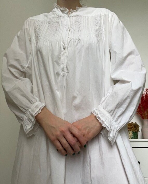 Antique 1900s Victorian Night Gown/ Night Dress/ Smock - Gem