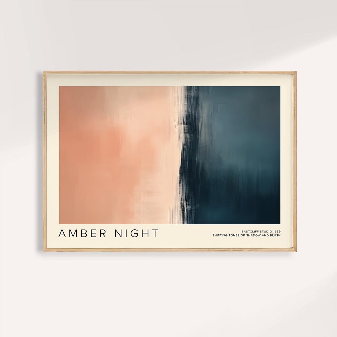 Mark Rothko Inspired Abstract Art Print: Peach & Navy Minimalist Home ...