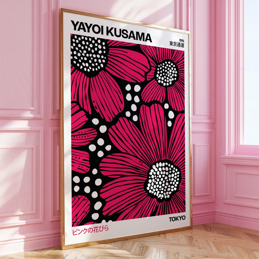 Trendy Pink Wall Art Print for Girls Room Poster | Bedroom Floral ...