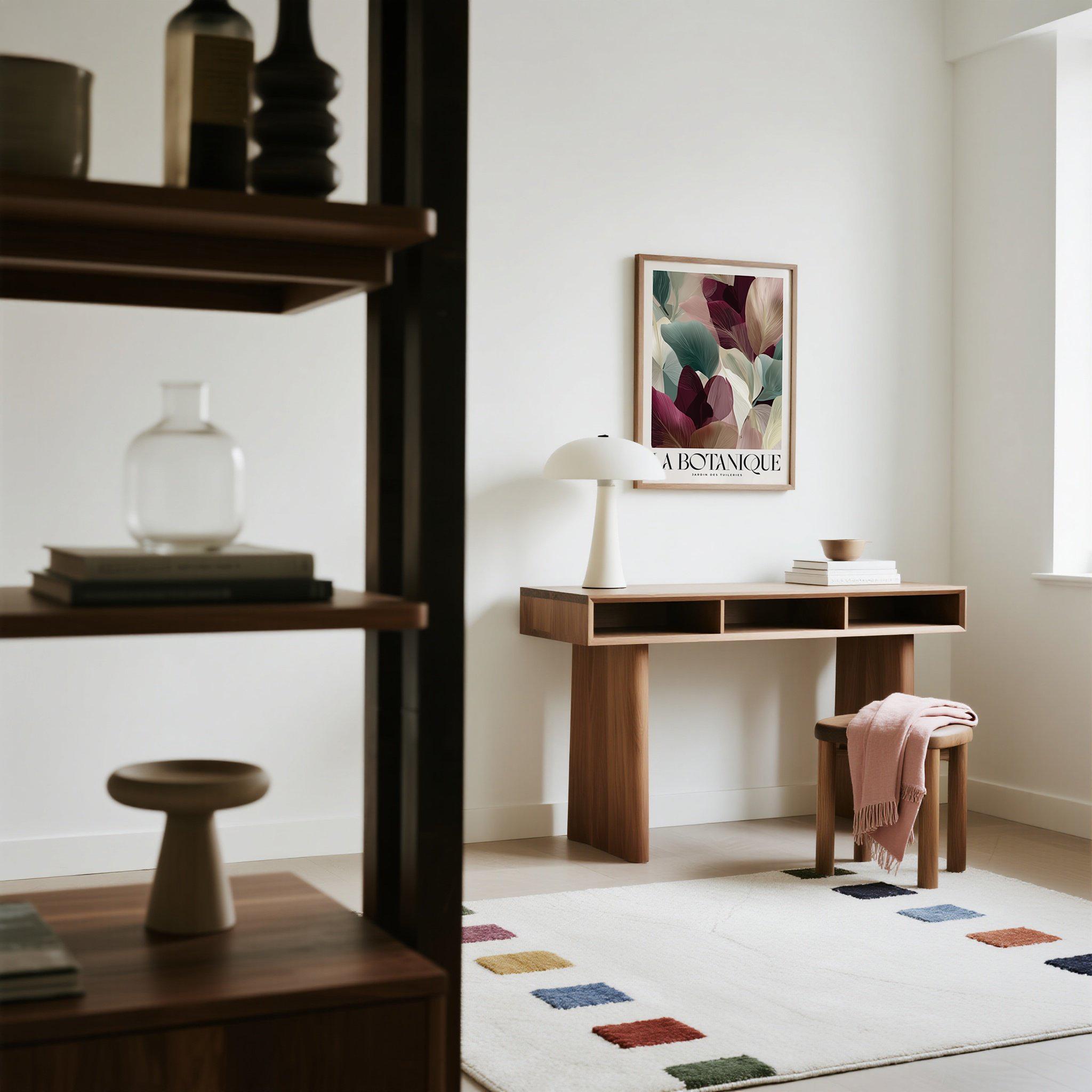 Burgundy Botanical Print: Modern Beige & Green Leaves Wall Art - Etsy