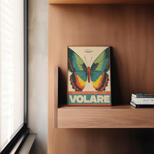 Volare Butterfly Exhibition Poster Modern Italian Wall Art | Green and ...