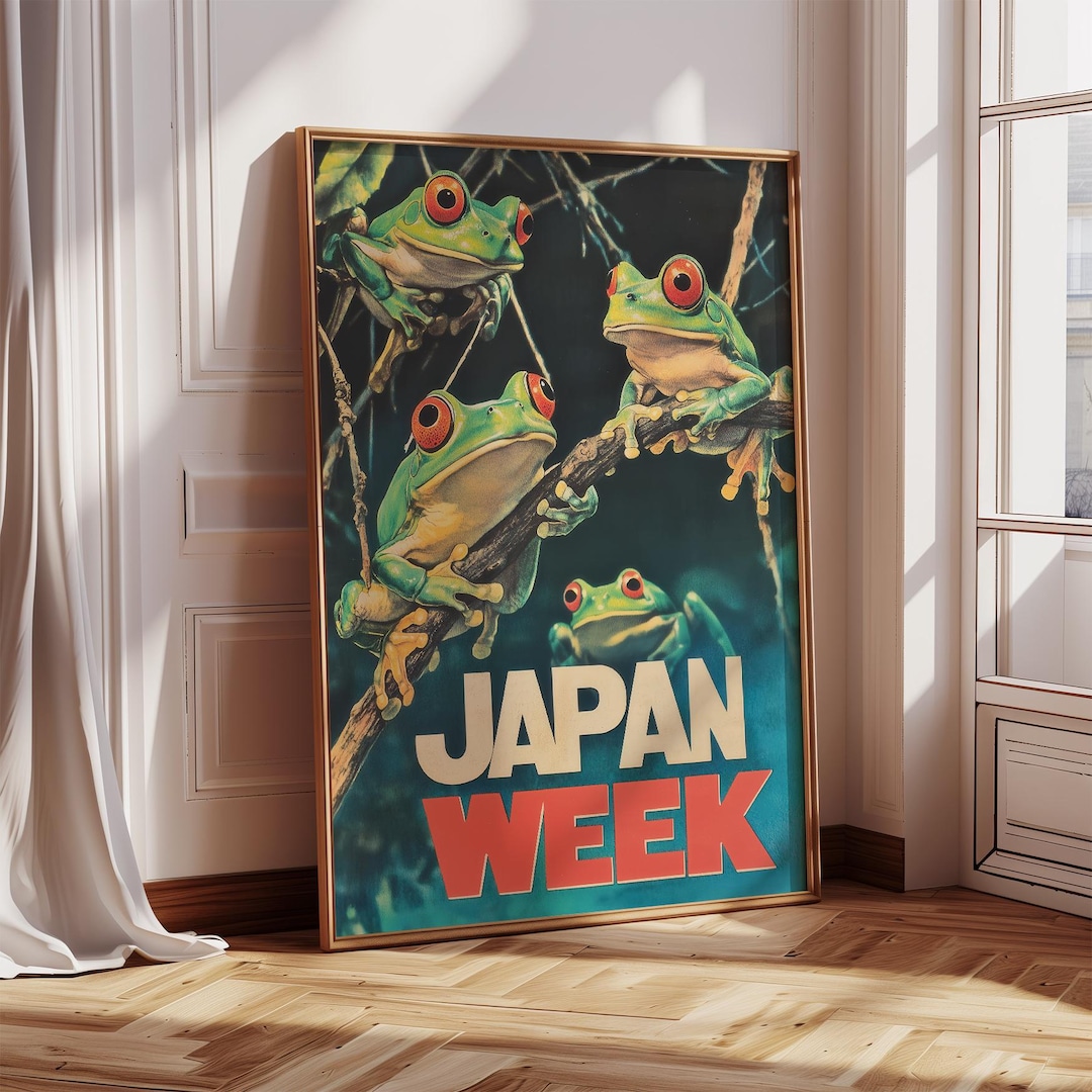 Colorful Japanese Frog Poster Wall Art for Kids Extra Large Animal ...