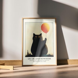 Fat Cat Wall Art for Living Room Print for Living Room Poster Black Cat ...