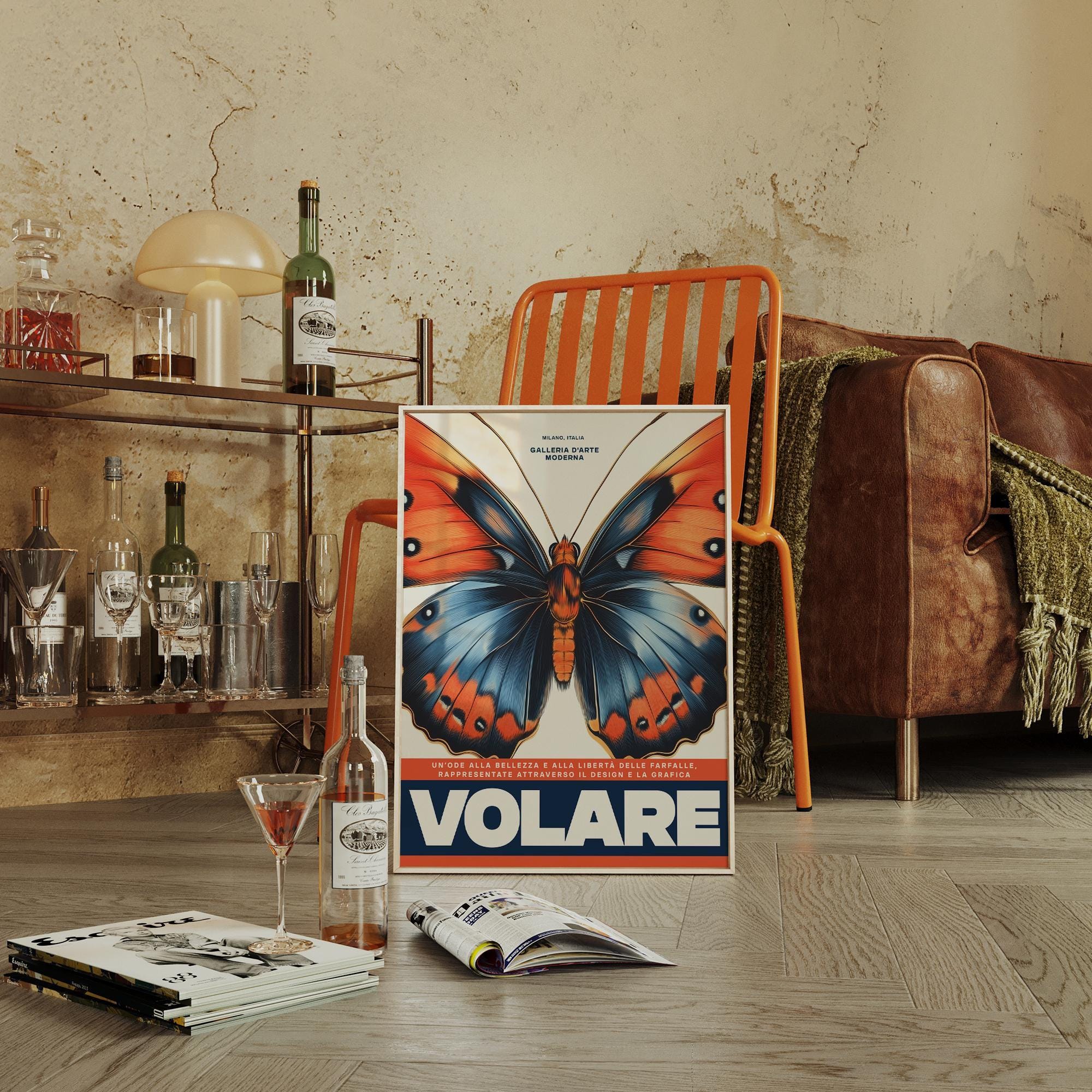 Volare Butterfly Exhibition Poster: Italian Retro Wall Art - Etsy
