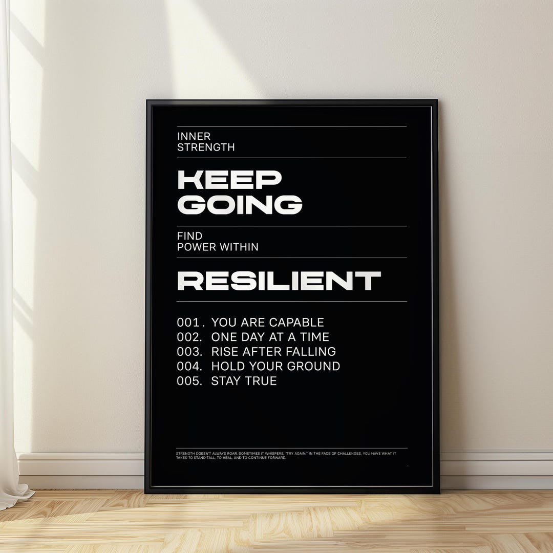 Work Hard Wall Art – Black and White Motivational Typography Print for ...