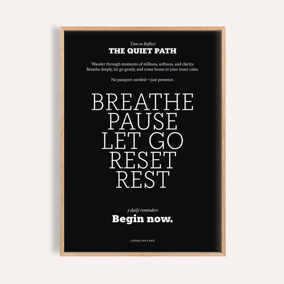 Mindfulness Meditation Art Print: Black and White Typography (the Quiet ...
