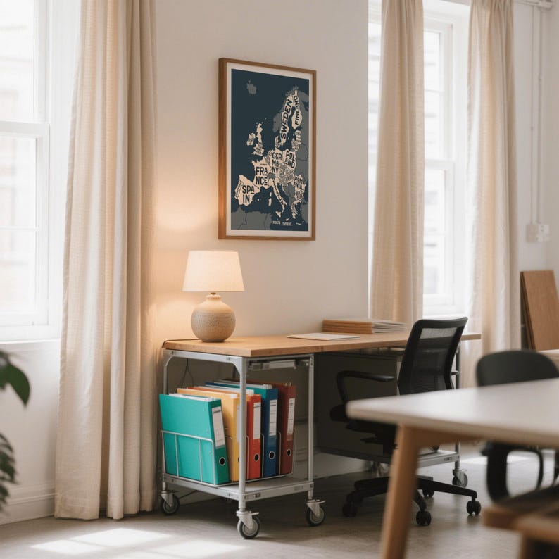 Europe Map Print: Minimalist Design - Bold Country Names - Etsy UK