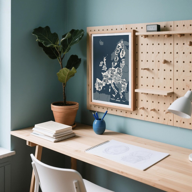 Europe Map Print: Minimalist Design - Bold Country Names - Etsy UK