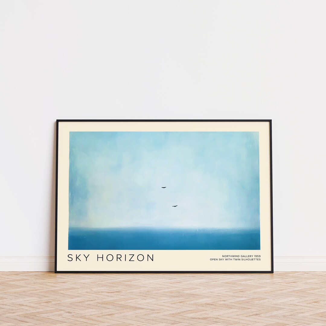 Blue Rothko Inspired Art Print: Minimalist Sky & Birds Poster - Etsy
