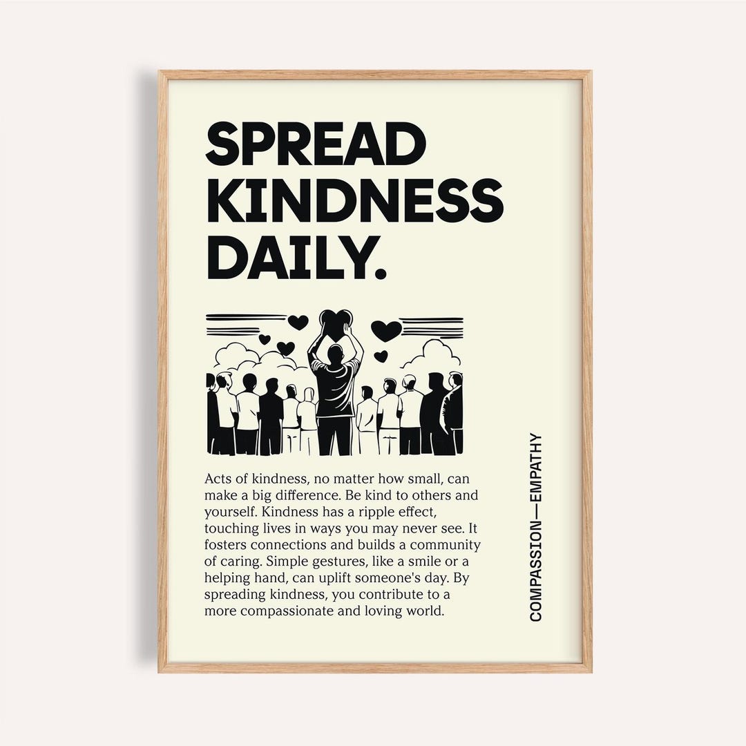 Spread Kindness Daily Print: Inspirational Quote Poster - Etsy