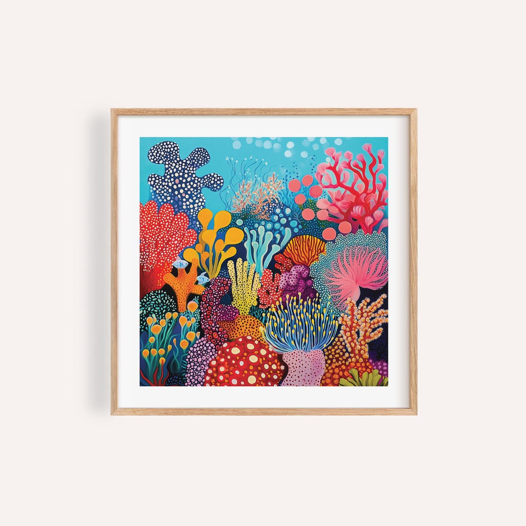Coral Reef Art Print: Abstract Undersea Poster, Beach House Decor - Etsy