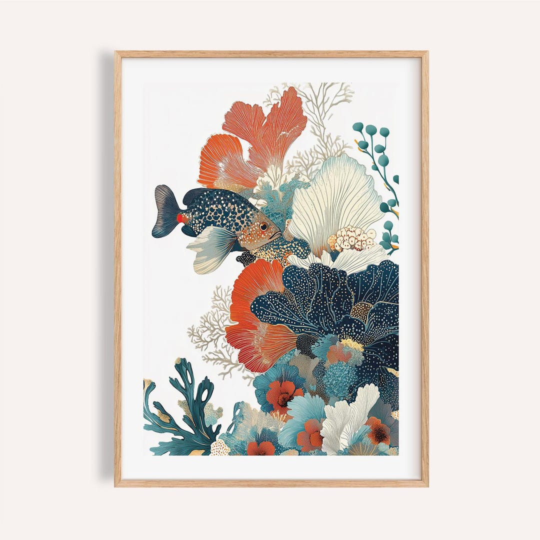 Coral Reef Fish Art Print: Japanese Coastal Decor - Etsy