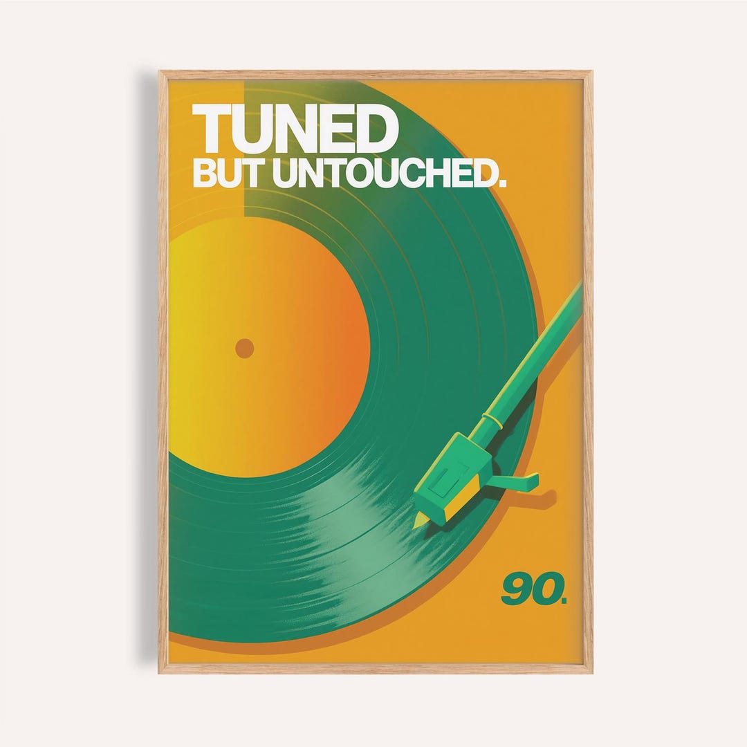 Vinyl Record Art Print: Retro Turntable, Green & Yellow Music Decor - Etsy