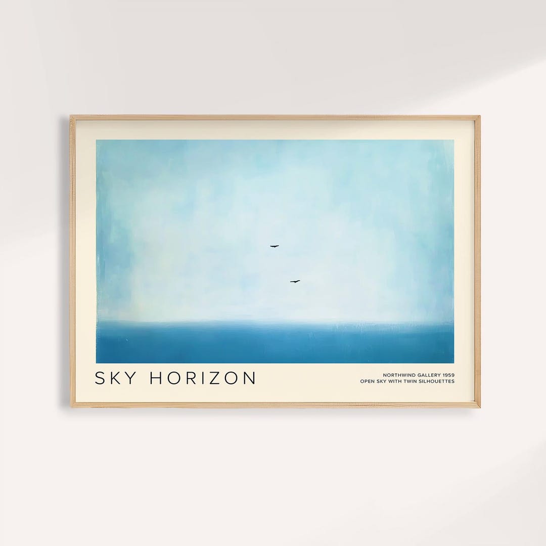 Blue Rothko Inspired Art Print: Minimalist Sky & Birds Poster - Etsy