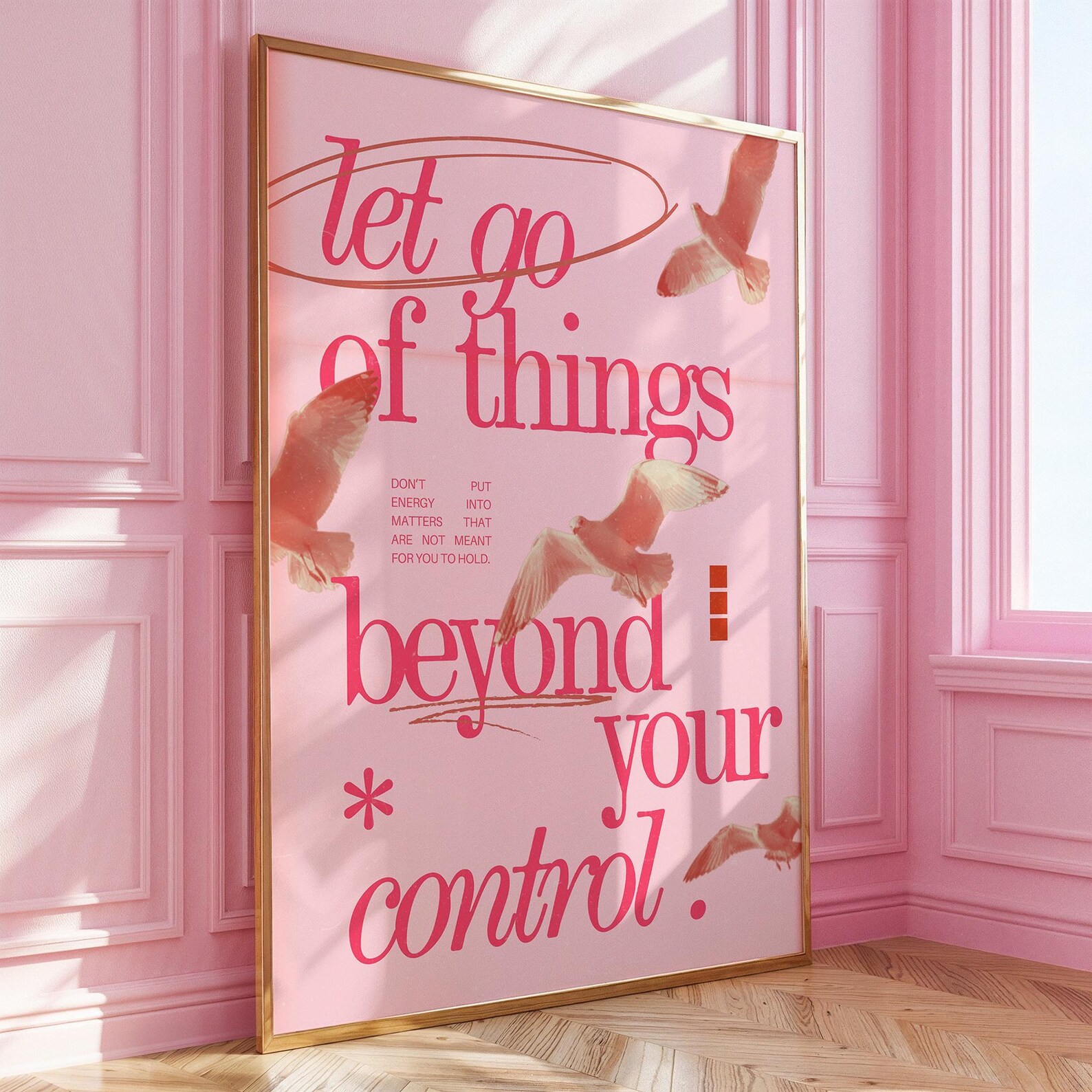 Inspirational Quote Print: Calming Pink Decor, Mental Wellness Wall Art ...