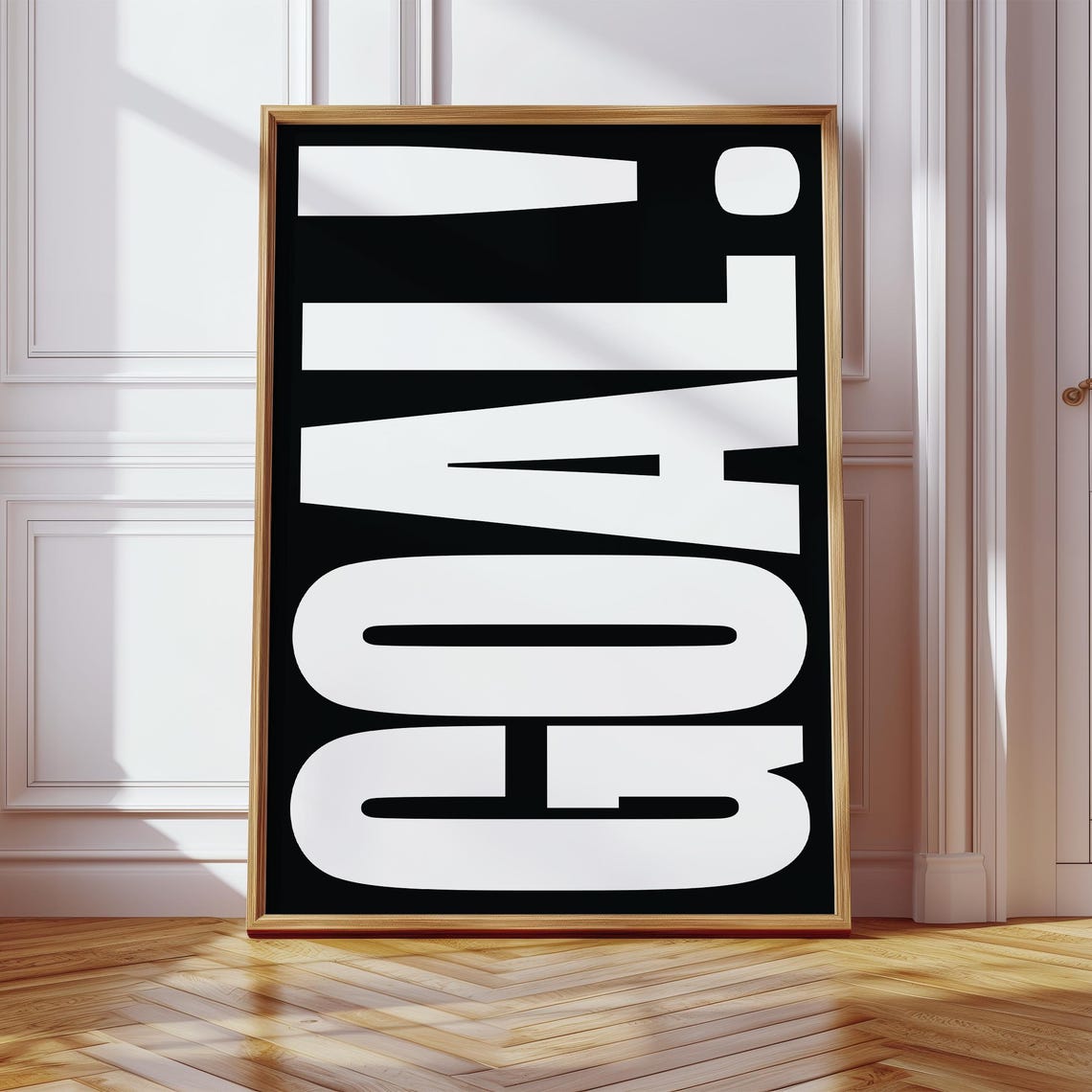 Goal Typography Poster: Bold Black and White Sports Art - Etsy