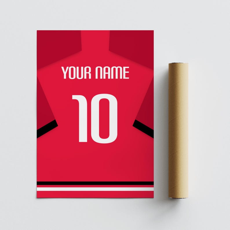 Custom South Korea Soccer Shirt Poster: Minimalist Red Jersey ...