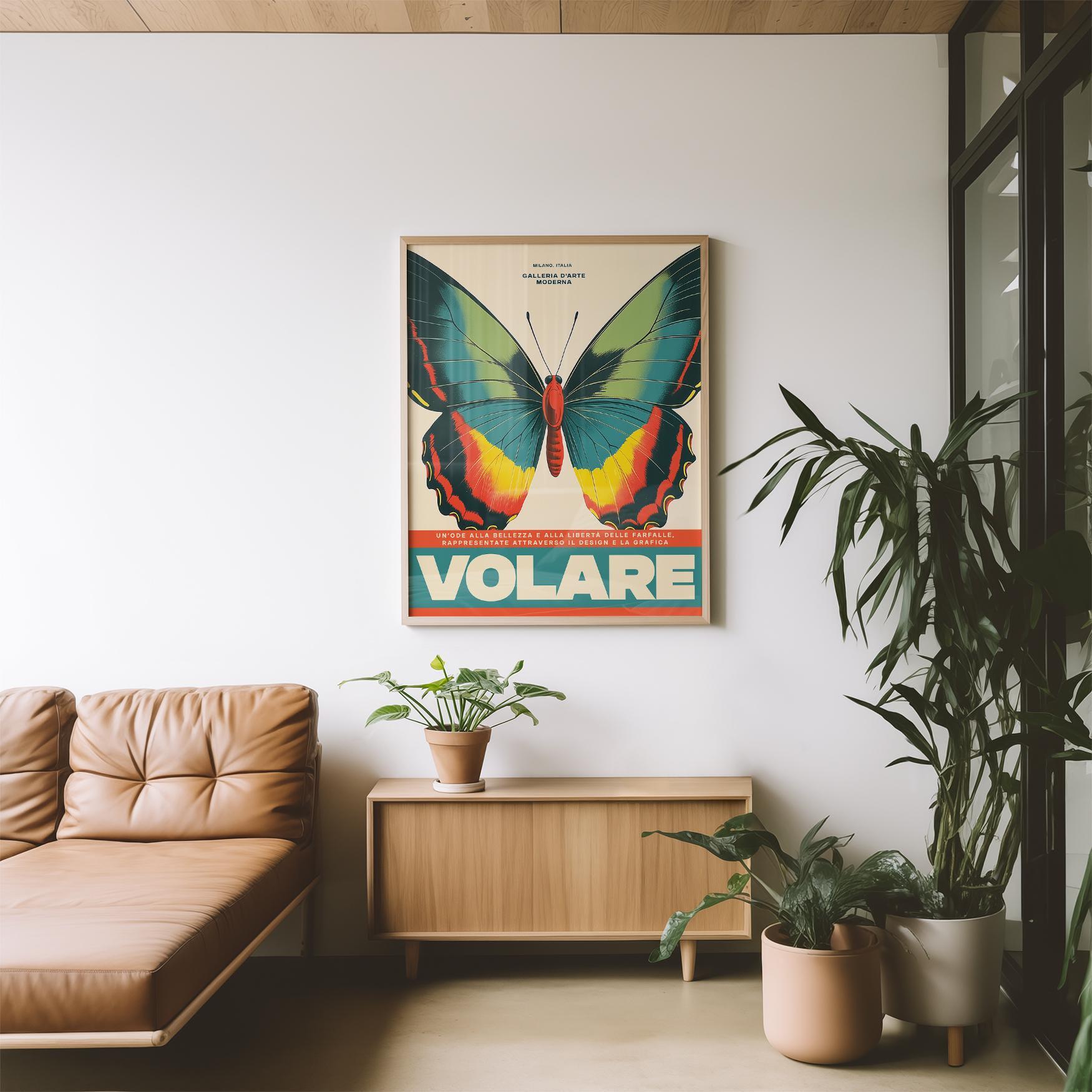 Volare Butterfly Exhibition Poster: Modern Italian Wall Art - Etsy