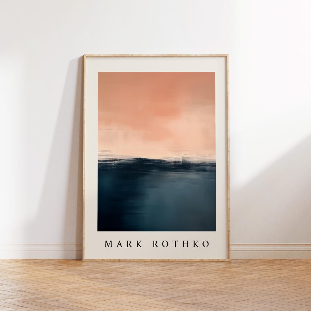 Rothko Modern Abstract Ocean Wall Art | Sunset Red Colour Block Poster ...