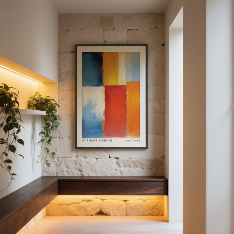 Color Block Abstract Art Print: Modern Geometric Wall Decor - Etsy