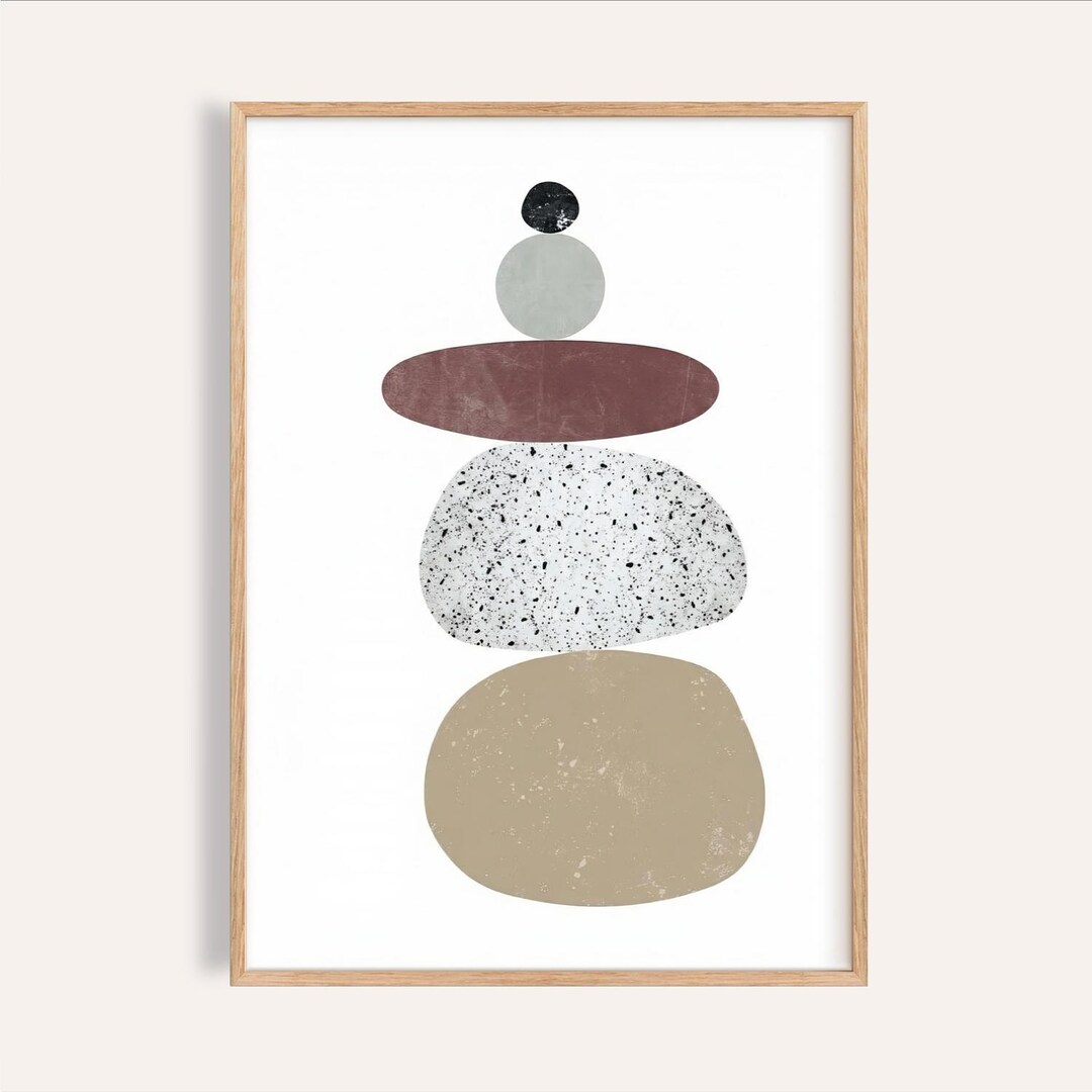 Abstract Rock Art Print: Stacked Shapes in Muted Neutrals - Etsy