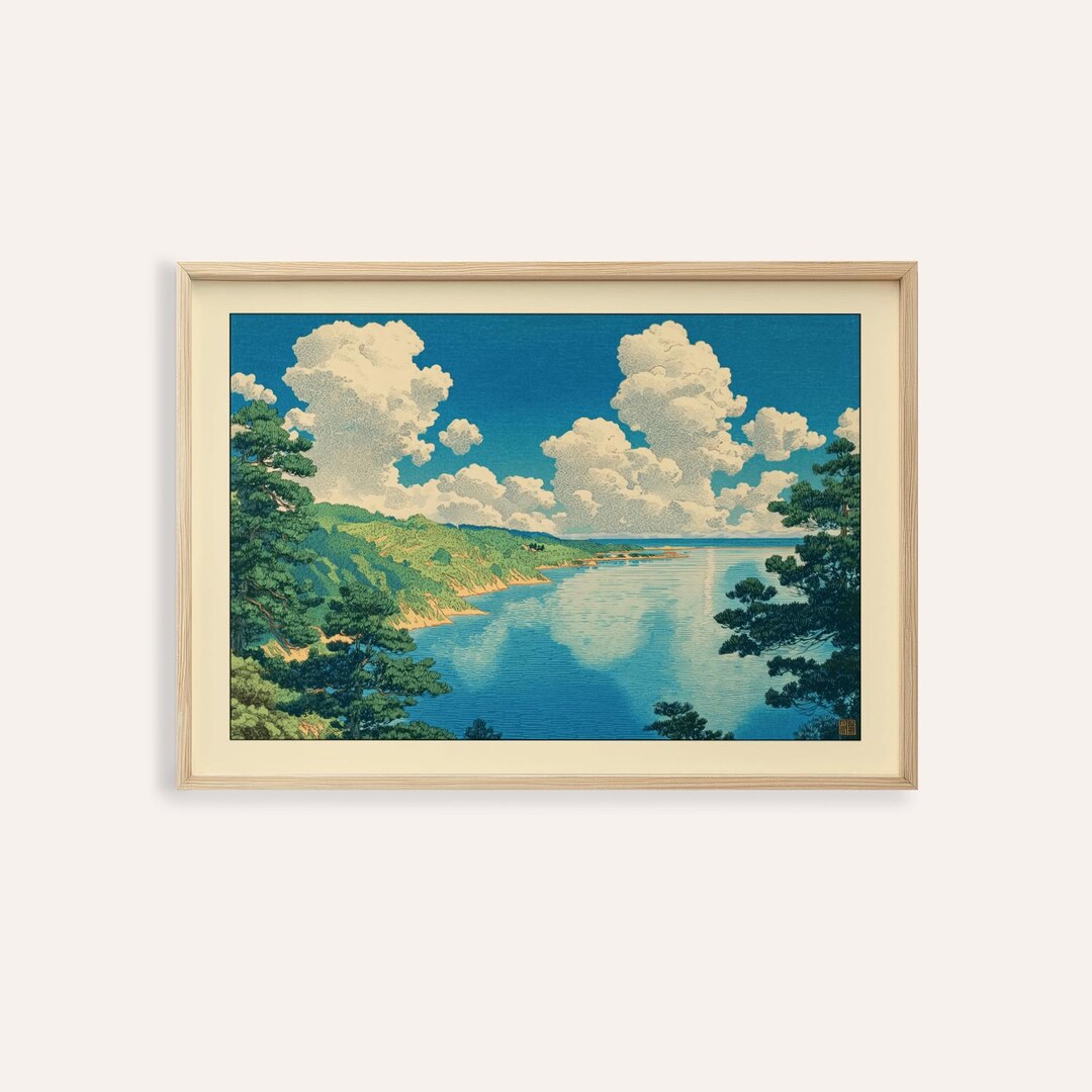 Aozora No Umi Print - Airy Coastal Landscape With Clouds - Etsy