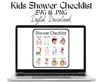 Shower Routine Chart Learning Visual Aid Illustration Autism for Kids ...