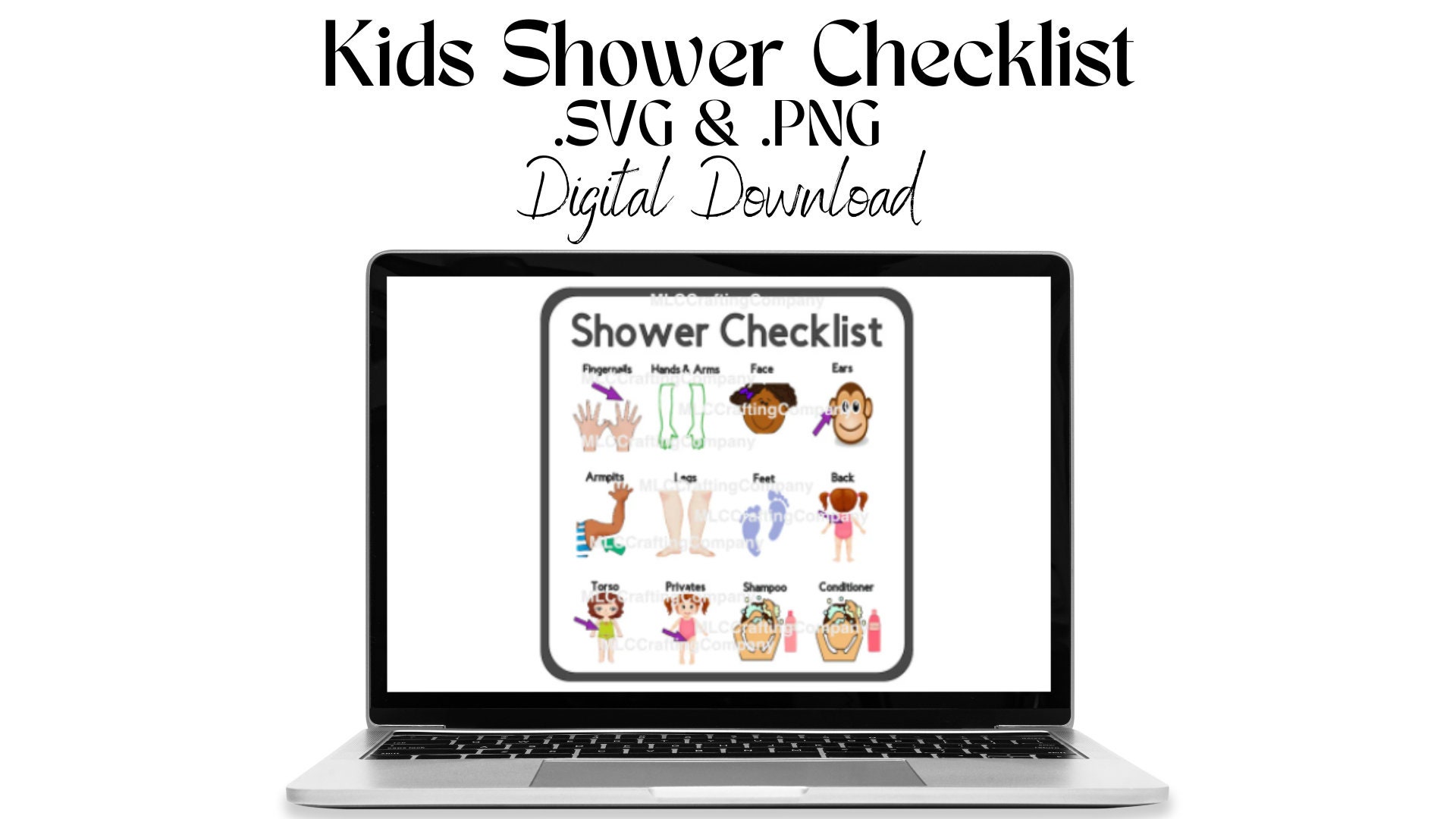 Kids Shower Checklist Girl Shower Routine Printable Routine - Etsy